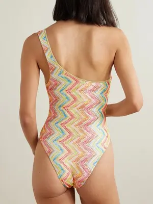 Missoni One-shoulder Crochet-knit Swimsuit - Cream