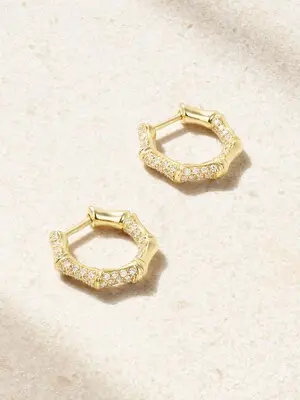 ANITA KO Small Bamboo Diamond Hoop Earrings - Gold