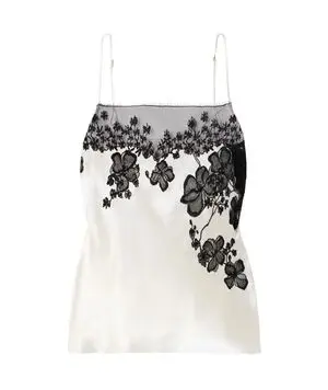Carine Gilson Lace-trimmed Silk-satin Camisole - White