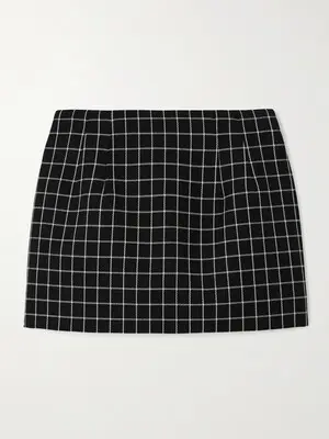 Wardrobe.NYC Contour Checked Wool-twill Mini Skirt