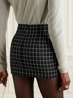 Wardrobe.NYC Contour Checked Wool-twill Mini Skirt