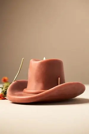 DAVIE OCHO CANDLE CO Davie Ocho Cowboy Hat Decorative Candle - Brown