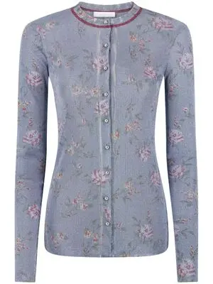 Rabanne Floral-print Cardigan - Blue
