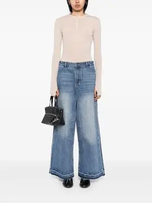 GROUND ZERO Faded Wide-leg Jeans