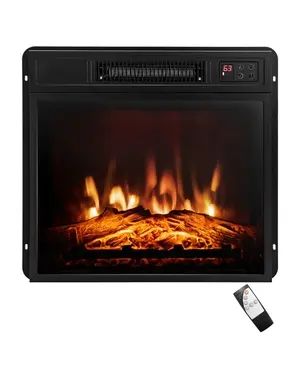 SUGIFT 18 Inch Electric Fireplace Inserted With Adjustable Led Flame - Black