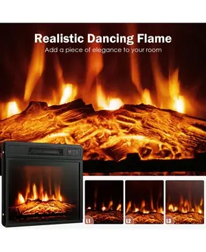 SUGIFT 18 Inch Electric Fireplace Inserted With Adjustable Led Flame