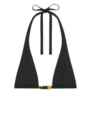 Versace Safety Pin Triangle Bikini Top - Black