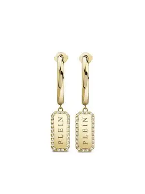 Philipp Plein Crystal Tag Earrings - Gold