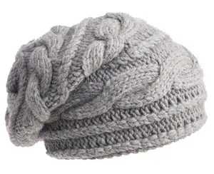 NIRVANNA DESIGNS Triple Braid Cable Slouch Beanie - Ash