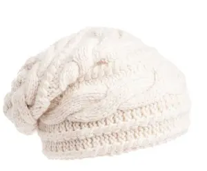 NIRVANNA DESIGNS Triple Braid Cable Slouch Beanie - White