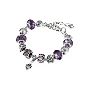 DONATELLO GIAN Name' Heart Charm Bracelet - Purple
