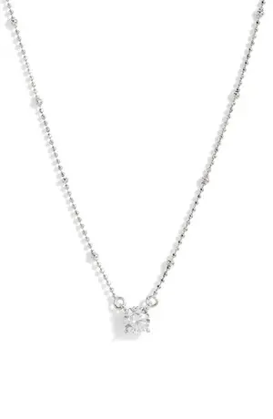 Nordstrom Demi Fine Solitaire Zirconia Pendant Necklace - Platinum Plated