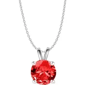 DONATELLO GIAN Name Sterling Silver Round Ruby Necklace - Red