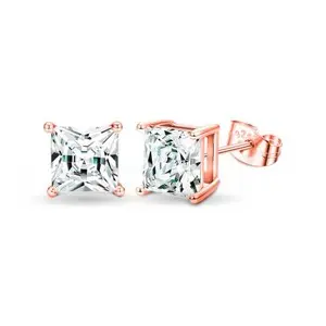 DONATELLO GIAN Name' Rose Gold Square Stud Earrings - Pink