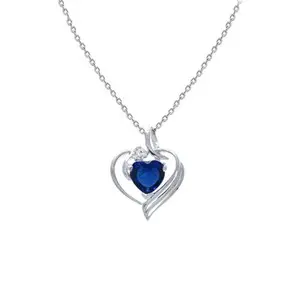 DONATELLO GIAN Name Sterling Silver Gemstone Heart Necklace - Blue