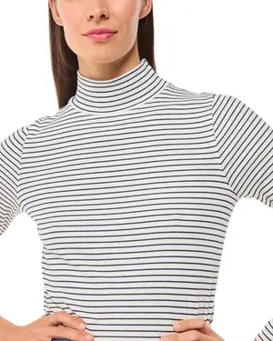 Whistles Ribbed High Neck Top - Ivory/multi