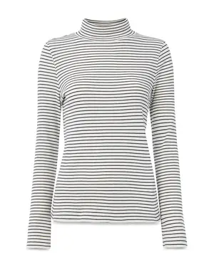 Whistles Ribbed High Neck Top - Ivory/multi