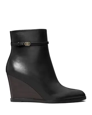 Tory Burch Double T Buckle Wedge Booties