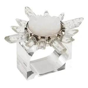 KIM SEYBERT Coronet Napkin Ring, Set Of 4 Silver/ Crystal