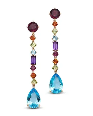 Bloomingdale'S 14k Yellow Gold Blue Topaz Earrings