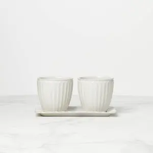 LENOX Set Of 2 French Perle Herb Pots With Tray