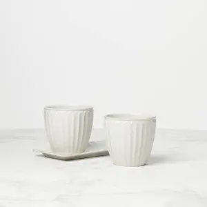 LENOX Set Of 2 French Perle Herb Pots With Tray