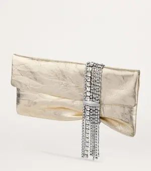 JIMMY CHOO Leather Zandra Clutch - Silver