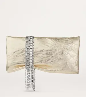 JIMMY CHOO Leather Zandra Clutch - Silver