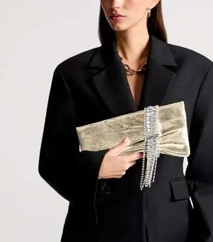 JIMMY CHOO Leather Zandra Clutch - Silver