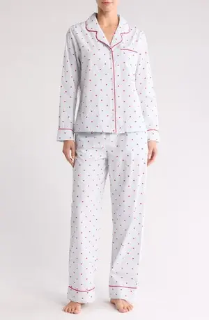 Nordstrom Classic Cotton Pajamas Blue Drift Striped Heart