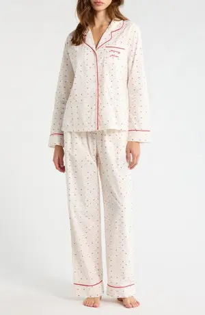 Nordstrom Classic Cotton Pajamas - Ivory Micro Hearts