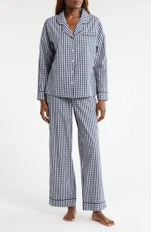 Nordstrom Classic Cotton Pajamas - Navy Laura Gingham