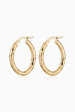 ORADINA 10k Gold Oval Hoop Earrings - Yellow Gold