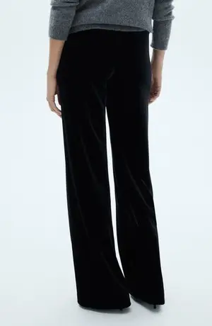 Mango Xenphant Stretch Velvet Wide Leg Pants
