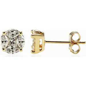 ORADINA 14k Gold Illusion Diamond Stud Earrings - Yellow Gold - Diamonds