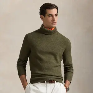 Ralph Lauren Wool-cotton Turtleneck Sweater - Olive Heather