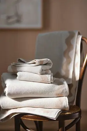 Maeve Anthropologie Scalloped Cotton Towel Collection Beige