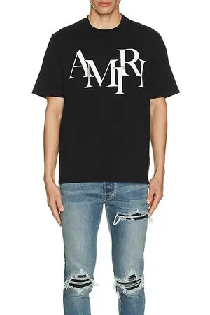 Amiri Staggered Logo Tee - Black