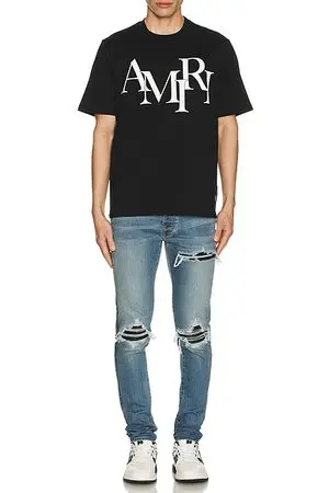 Amiri Staggered Logo Tee - Black