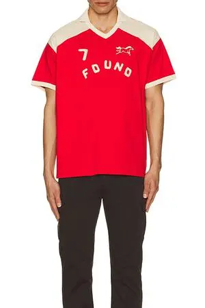 FOUND Goji Collar Print Jersey - Red