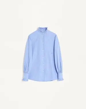 Valentino Garavani Classic Stripe Poplin Shirt With Ruffle Detail - Iris Liliac