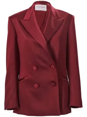 Carolina Herrera Double-breasted Satin Blazer - Red