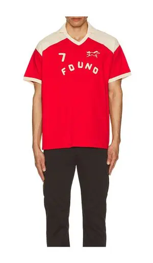 FOUND Goji Collar Print Jersey - Red