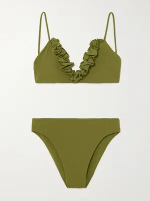 MAYGEL CORONEL Maygel Coronel Krassi Ruffled Bikini Green