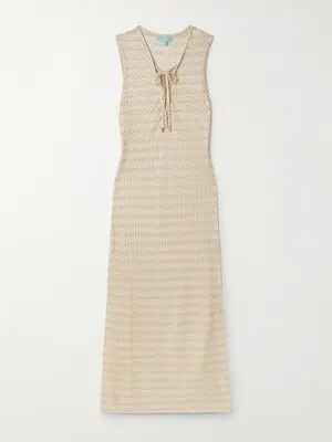 Melissa Odabash Maddie Metallic Crocheted Maxi Dress - Neutrals