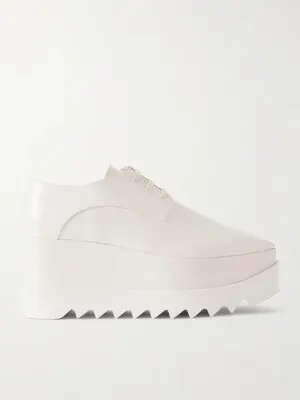 Stella McCartney Elyse Vegetarian Patent-leather Platform Brogues - Neutrals