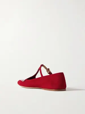 Gabriela Hearst Liv Suede Mary Jane Ballet Flats - Red