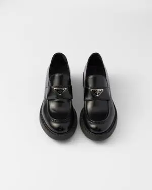 Prada Chocolate Brushed Leather Loafers