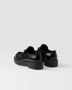 Prada Brushed Leather Loafers - Black