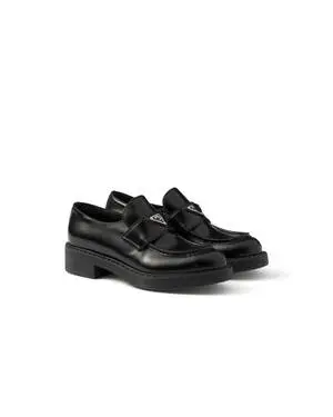 Prada Brushed Leather Loafers - Black
